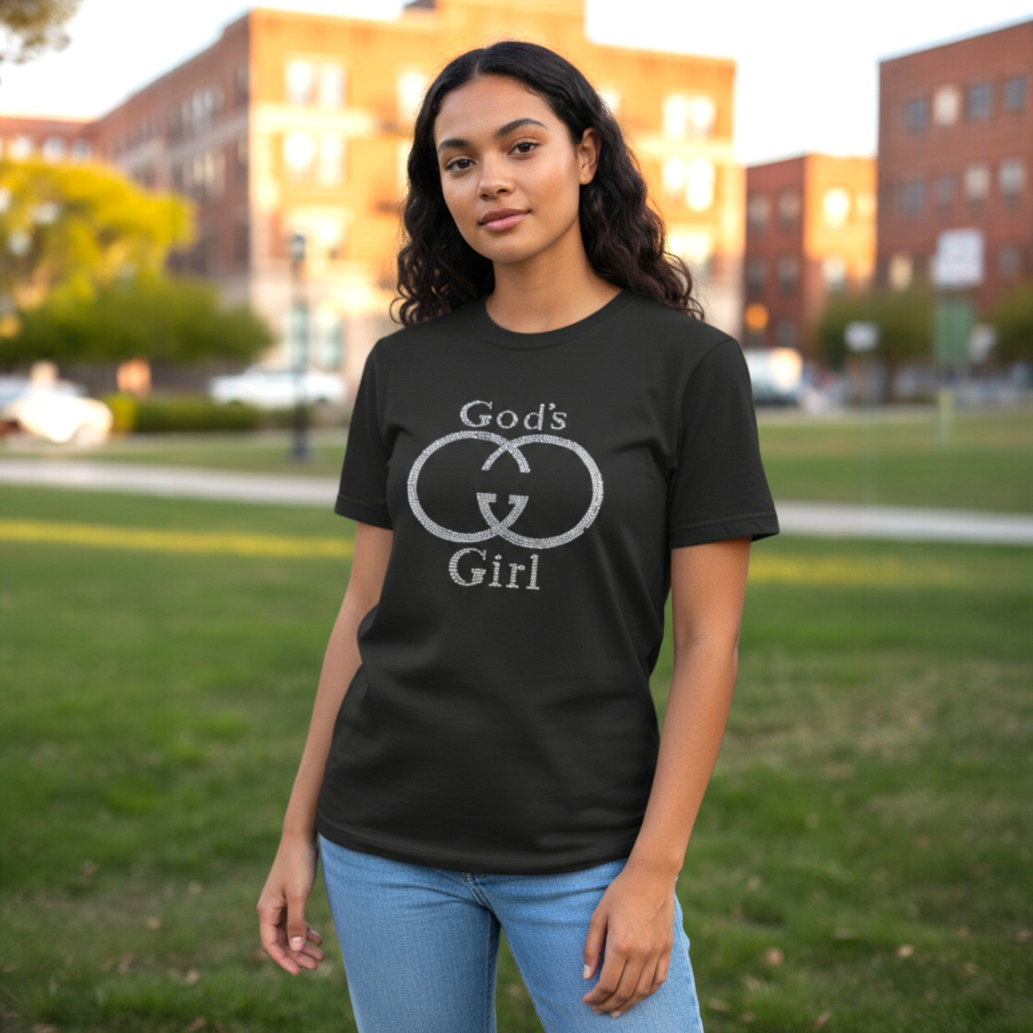 Sparkly God's Girl T-shirt -Black – Cosmosb2b